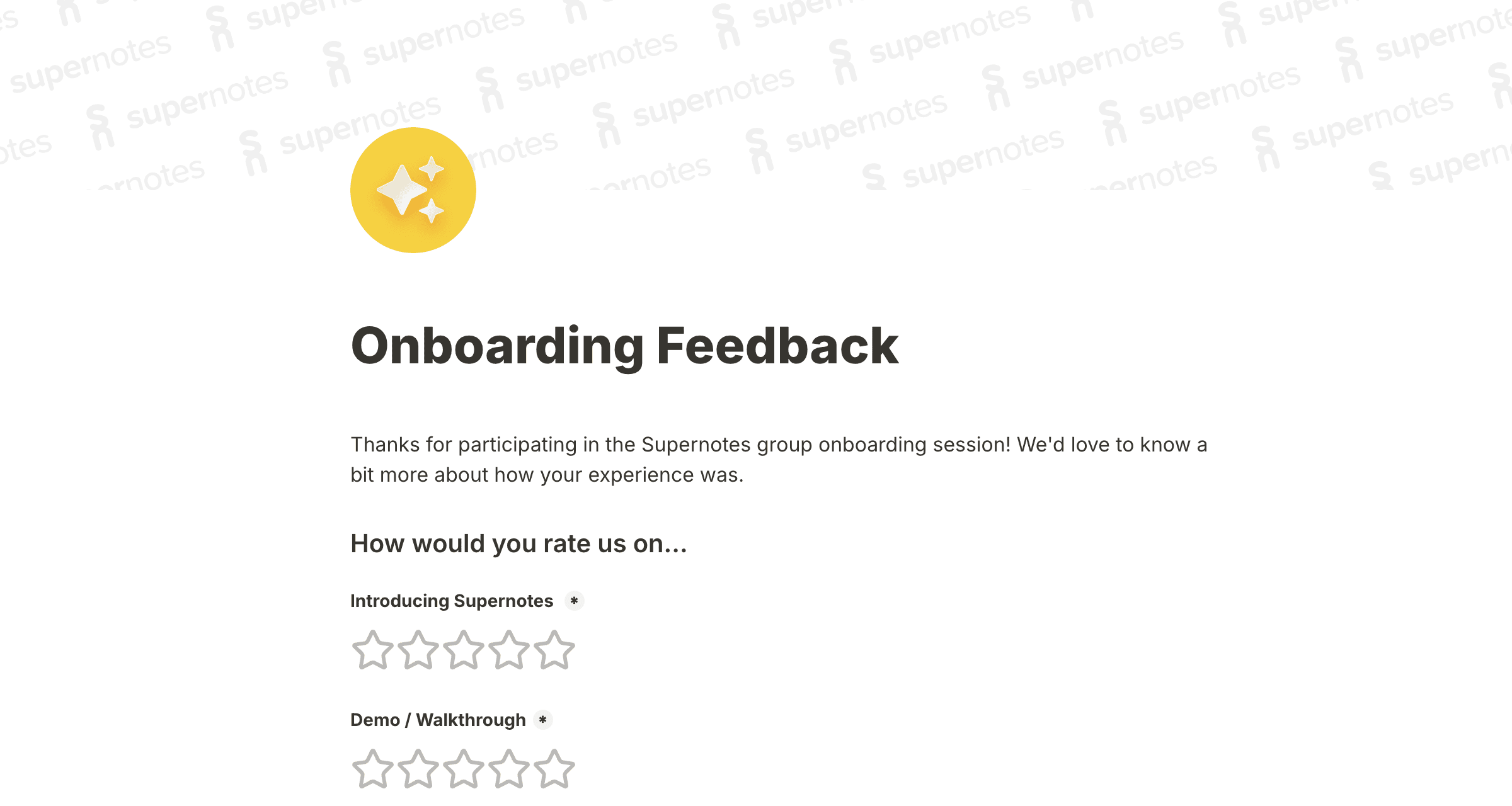 Product Onboarding Survey - Tally form template