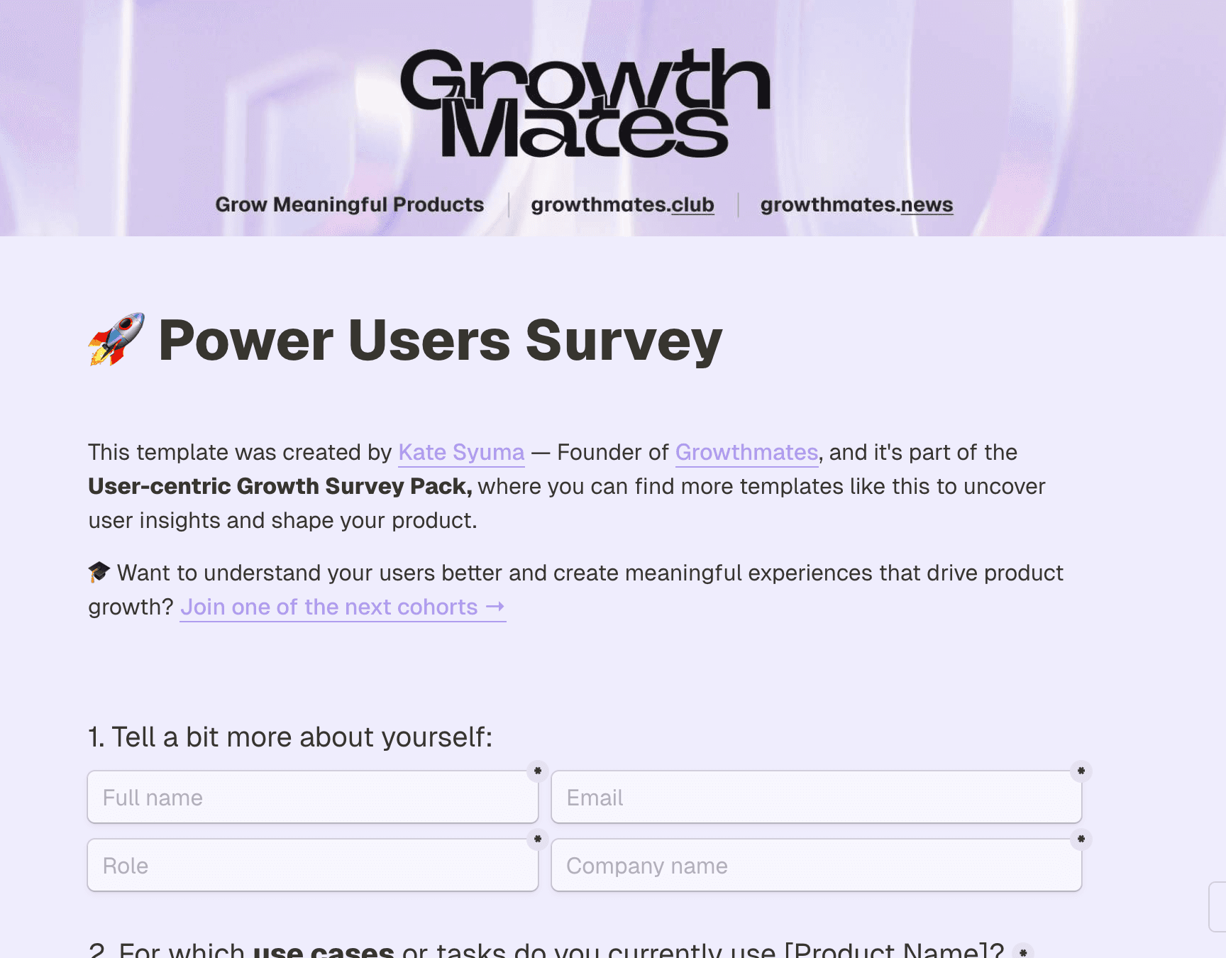 Power Users Survey - Tally form template